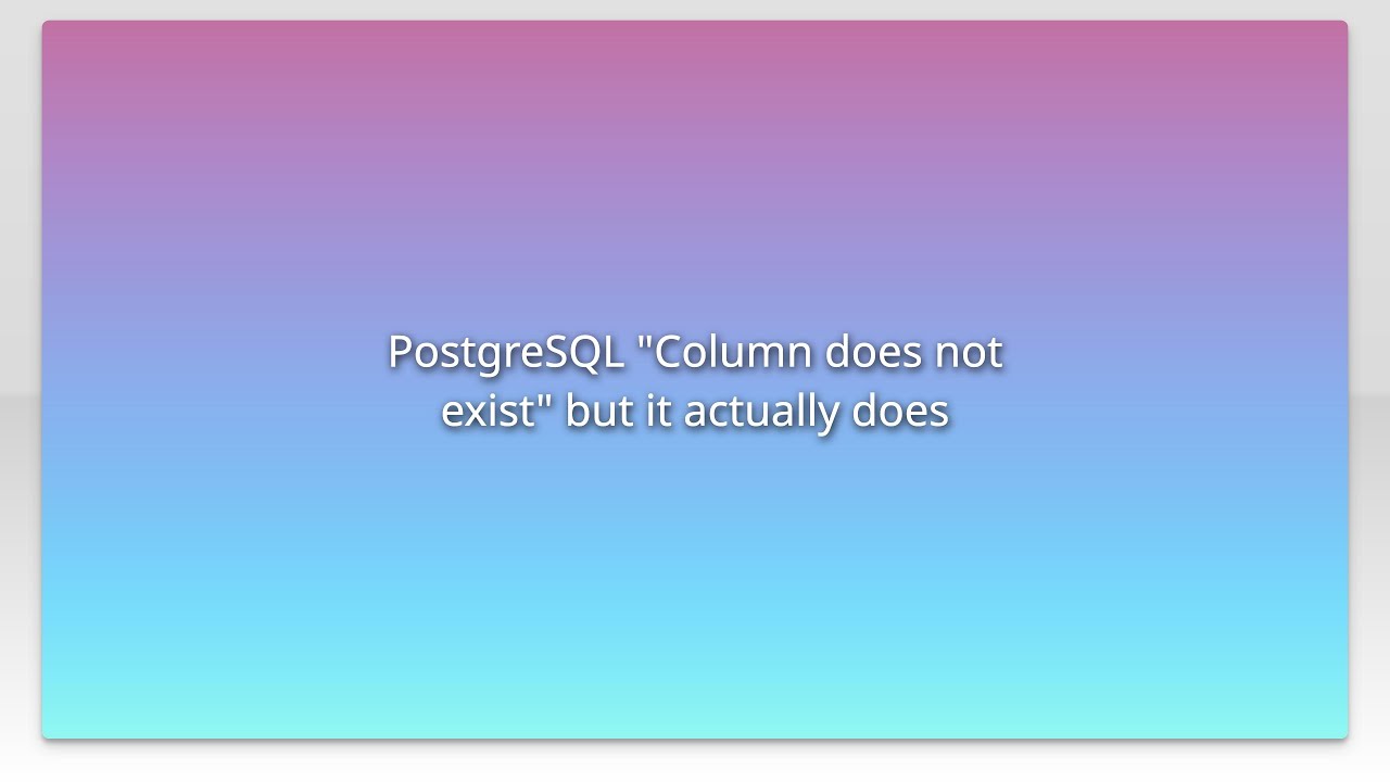 PostgreSQL 