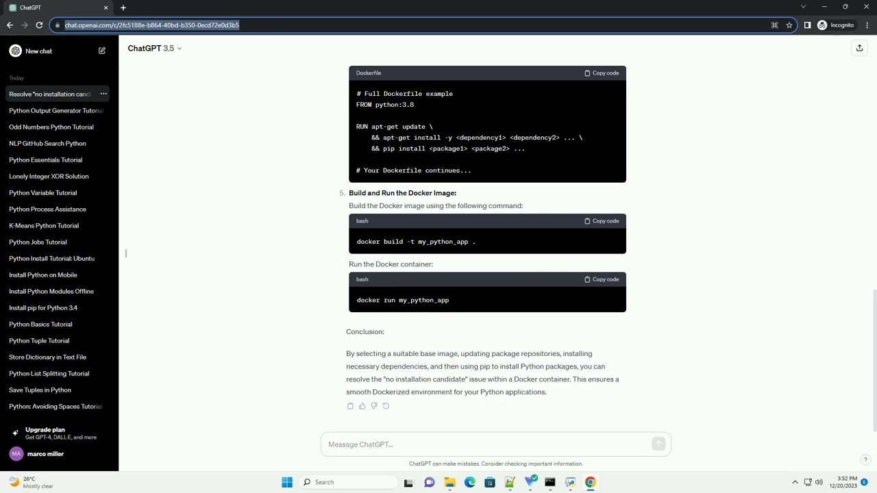 package python pip has no installation candidate docker