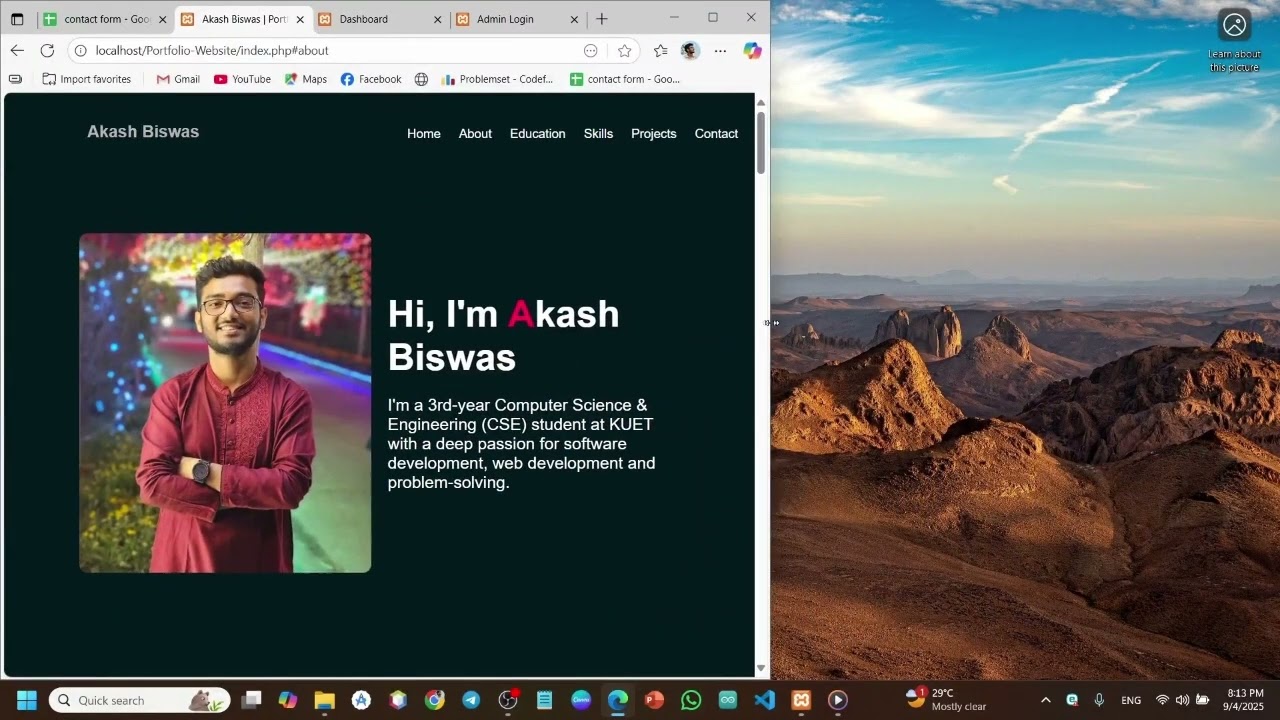 My Portfolio Website | HTML | CSS | JavaScript | PHP | MySQL