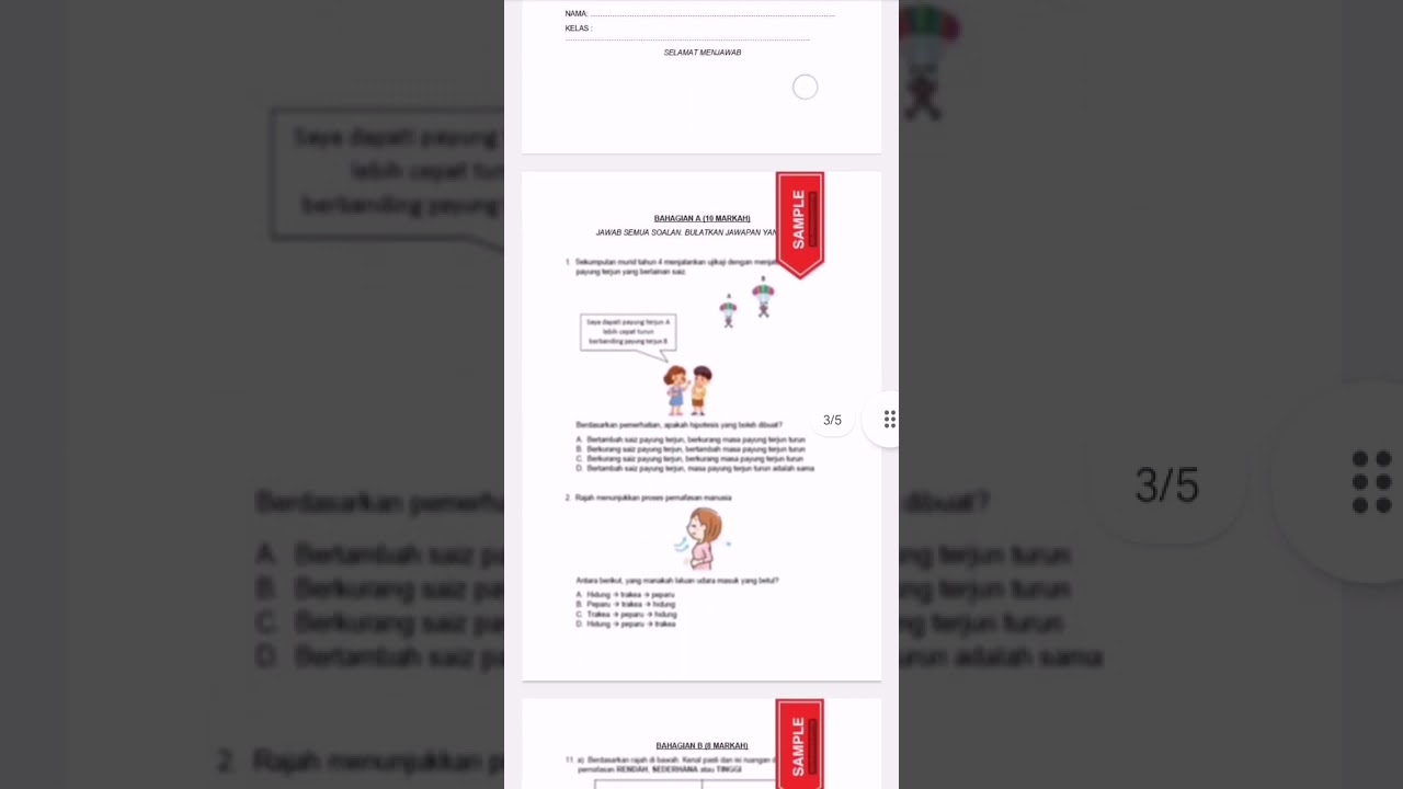 1 SET KERTAS UJIAN AKHIR SESI AKADEMIK (UASA) SAINS TAHUN 4