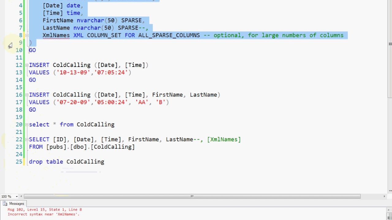 TSQL Sparse Columns