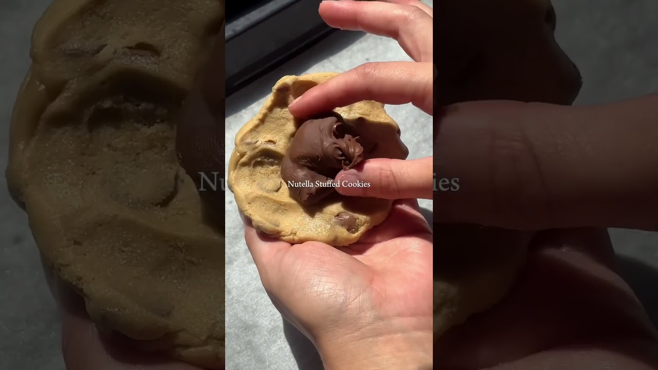 Nutella Stuffed Cookies! Recipe in the comments #cookies #easyrecipe #nutella #baking