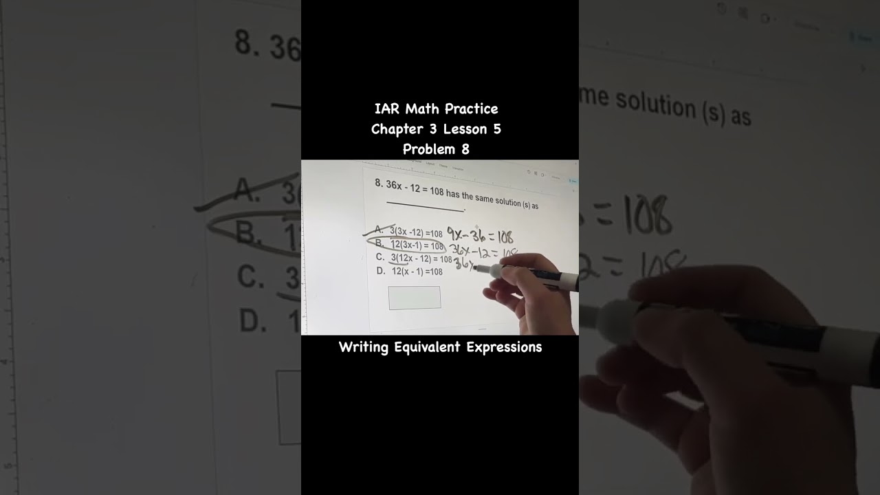 Writing Equivalent Expressions  Problem 8 #mathtutor #mathteacher #mathlesson #mathcourse #trending