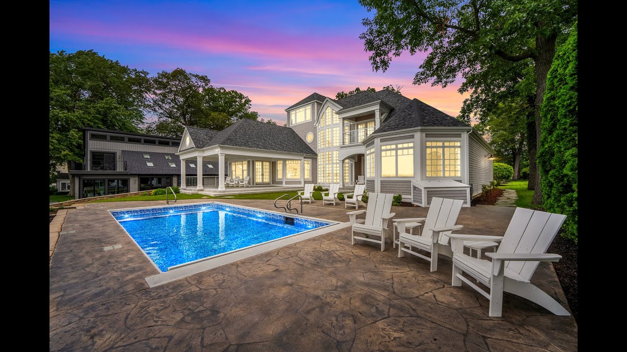 Inside a $6.1M Luxury Lakefront Estate on Lake Wawasee | 9 Beds + Guest House + Pool