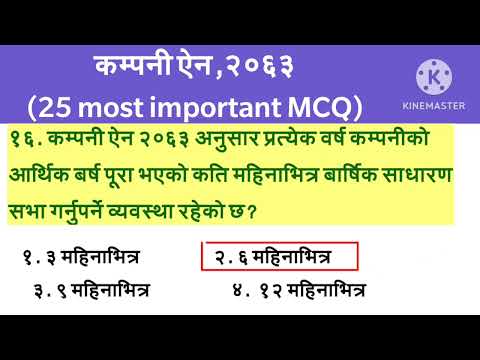 Company Act, 2063 MCQ( Part 1)#mcq #multiplechoicequestions #Companyact2063#loksewa#mcqstation