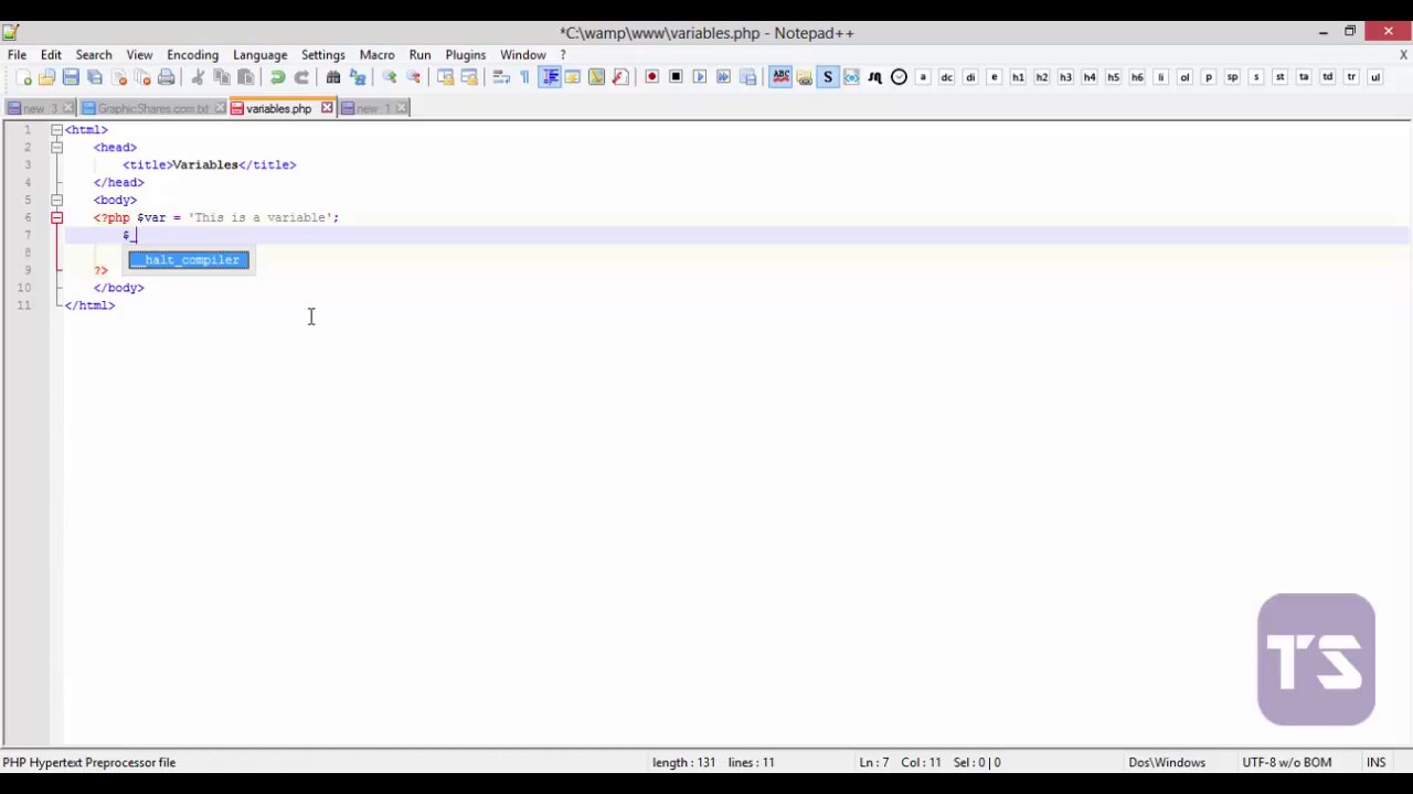 Variables - Lecture 6 (PHP Tutorial)