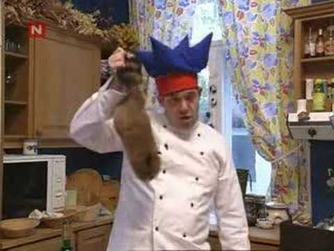 TV Chef Ante Valente prepares steamed stupid ferret in white wine sauce ...