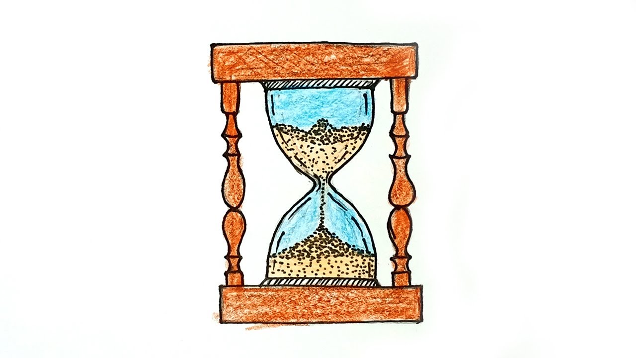 How to Draw Hourglass Step by Step / Very Easy Sand Clock Drawing / sand timer sketch