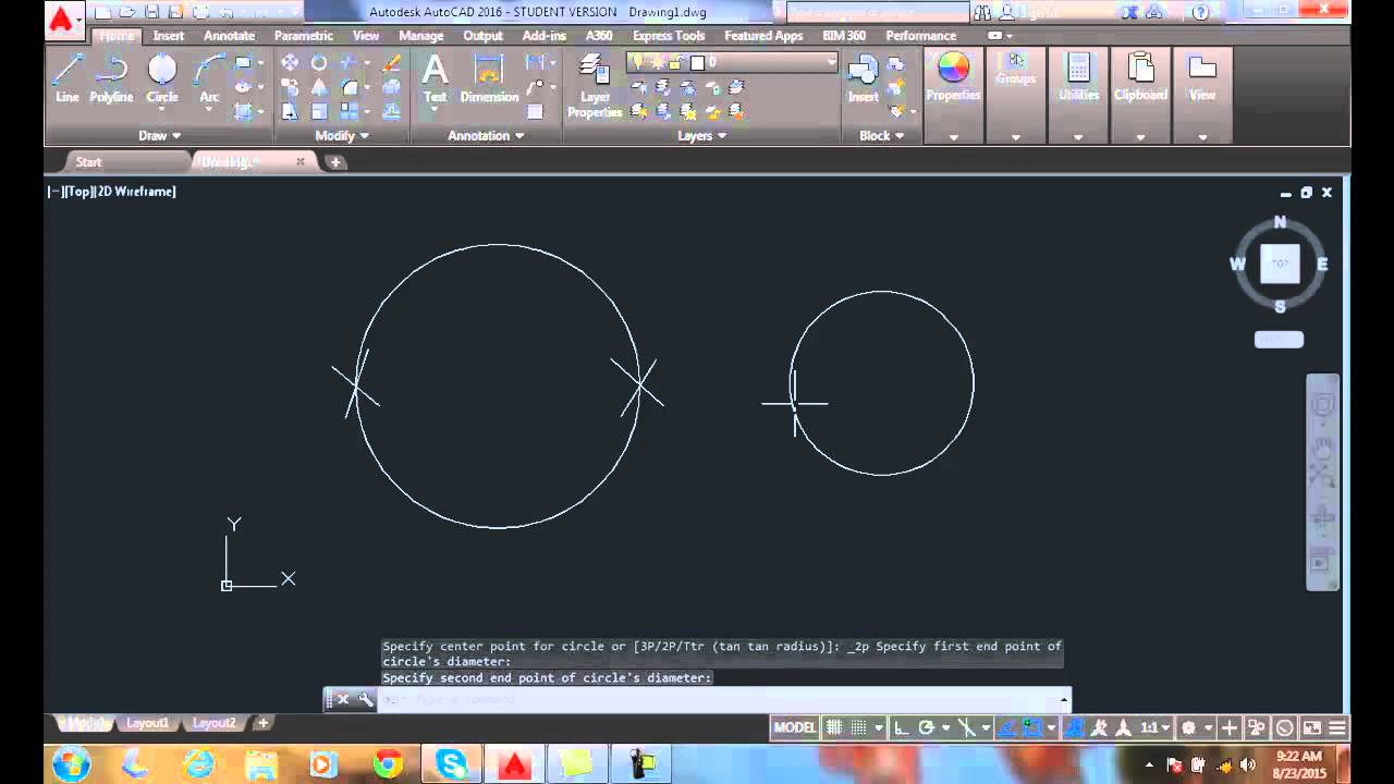 AutoCAD I  04-03 Circle  2 Point Option