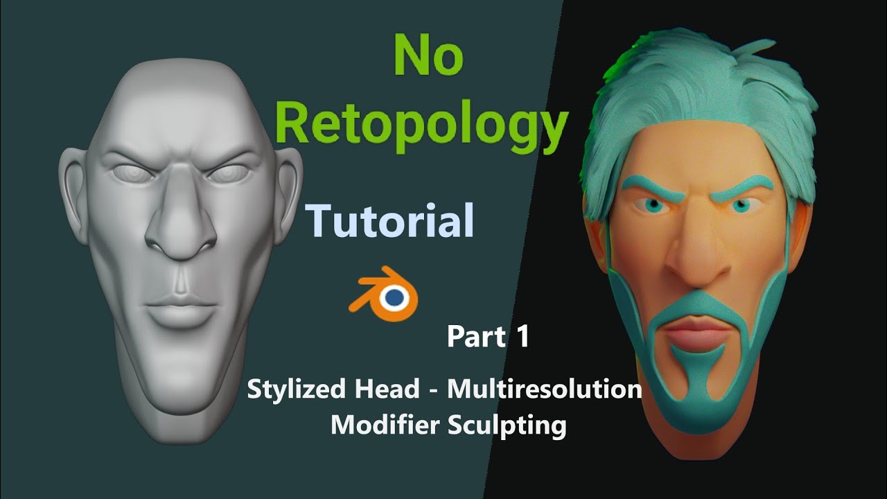 Stylized Head Sculpting Tutorial Using Multi resolution (No Retopology) | Blender / P1✍🏻🎧🧘🏻‍♂️