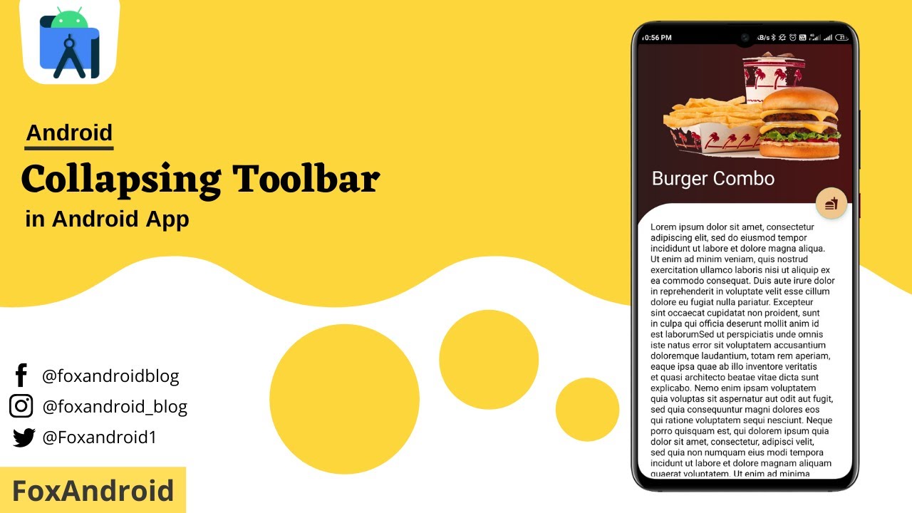 Collapsing Toolbar - Android Studio Tutorial || Android UI/UX || Android Animation || FoxAndroid