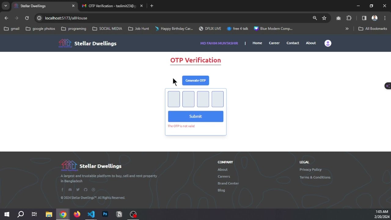 OTP Verification by email using NodeJS || MERN Stack Developer