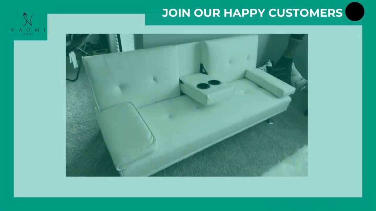 Convertible Futon Sofa Bed Futon Couch with Armrest and Cupholders | Naomi Home