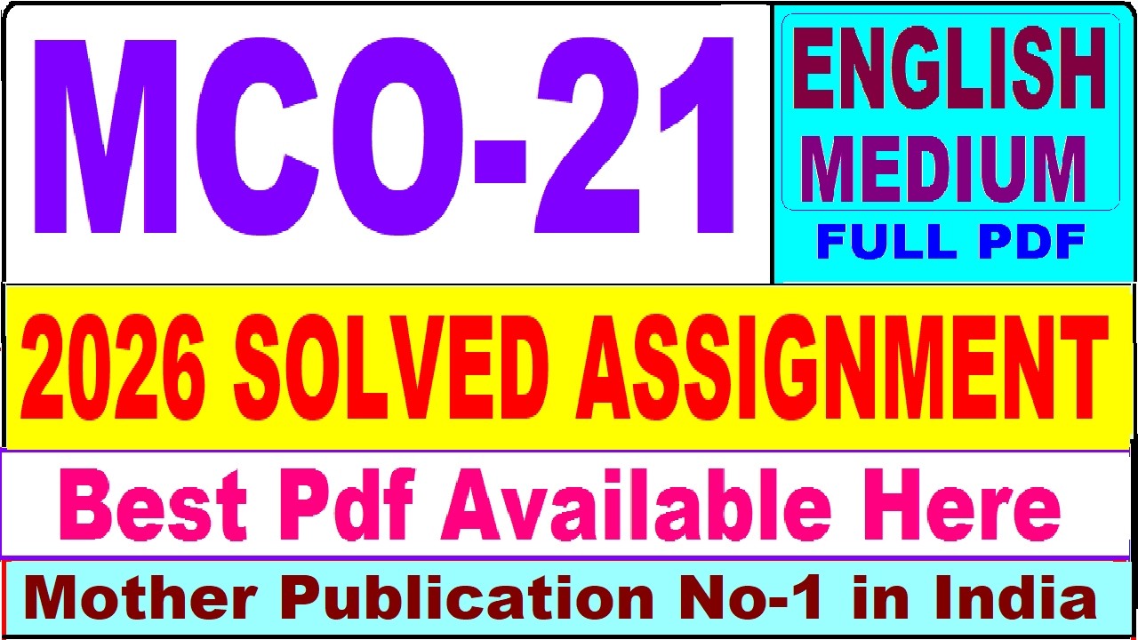 MCO 21 solved assignment 2026 || mco 21 solved assignment 2026 in English || ignou mco21