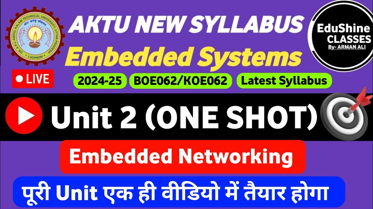 Embedded System Unit 2 One shot AKTU | Embedded Networking Unit 2 One shot BOE062/KOE062 |