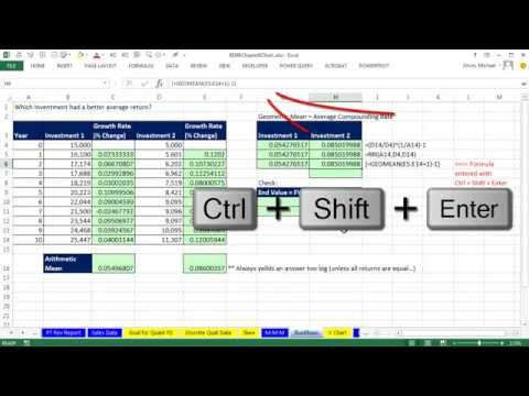 Basic Excel Business Analytics 22 Geometric Mean Average Compounding Rate GEOMEAN RRI Function