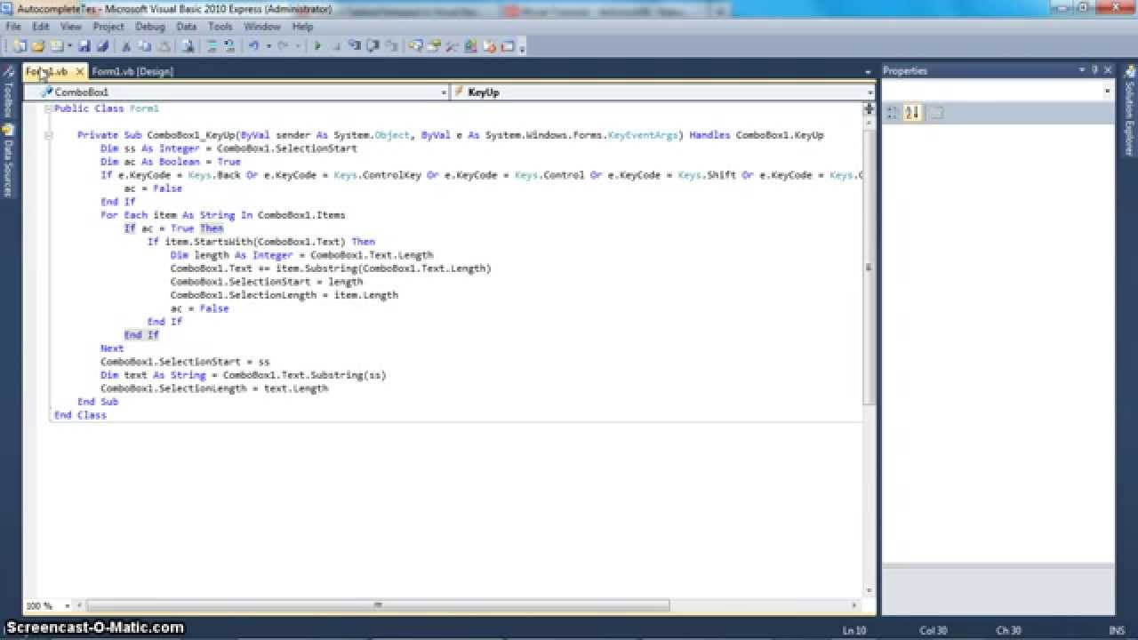 Autocomplete Code - decliciousVB