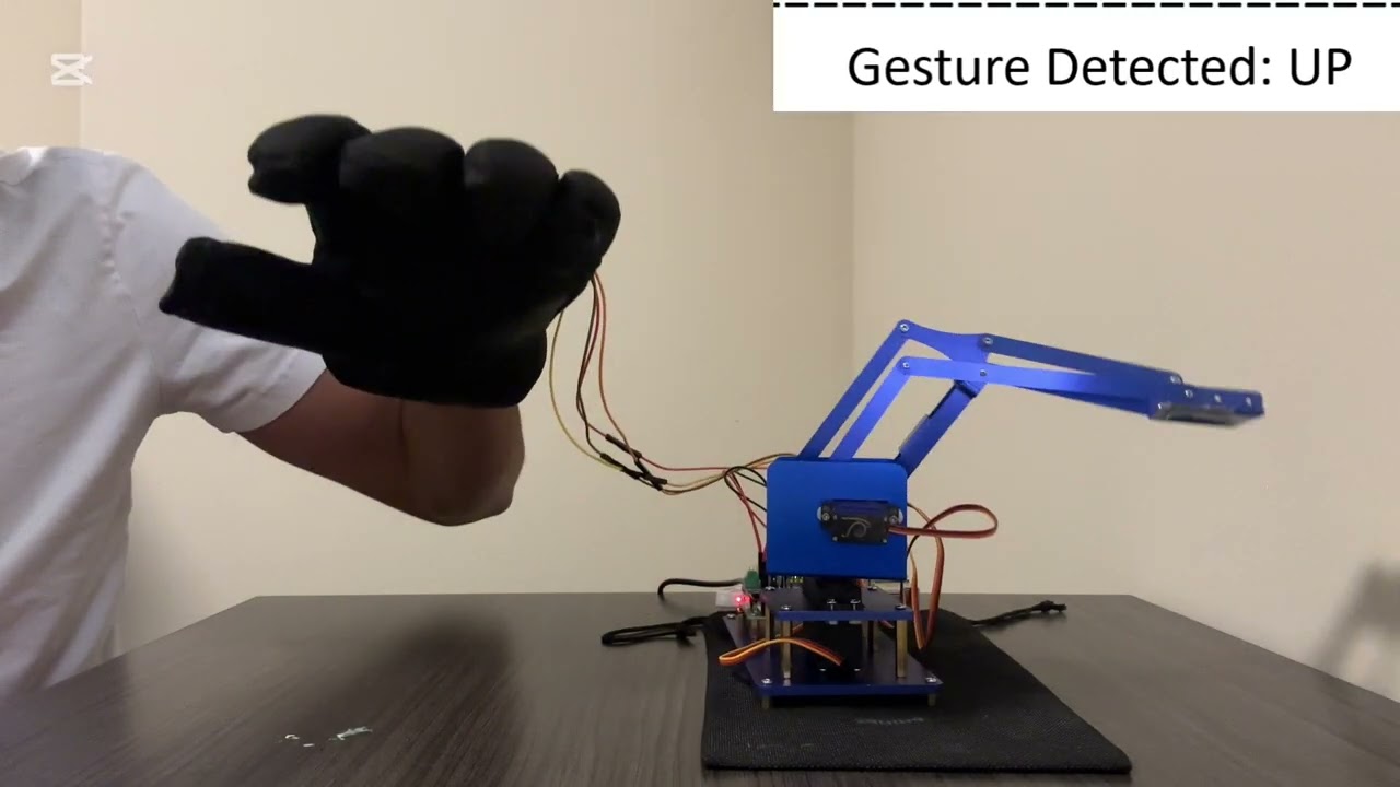 Gesture - Controlled Robotic Arm Using Machine Learning (MPU6050 + Raspberry pi)