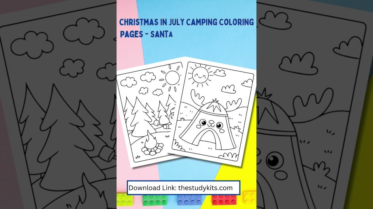 Christmas in July Camping Coloring Pages   Santa’s Summer Adventure Coloring Sheets