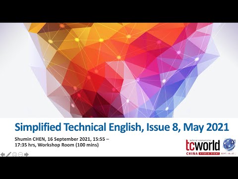 tcworld China 2021 Simplified Technical English, Issue 8, May 2021