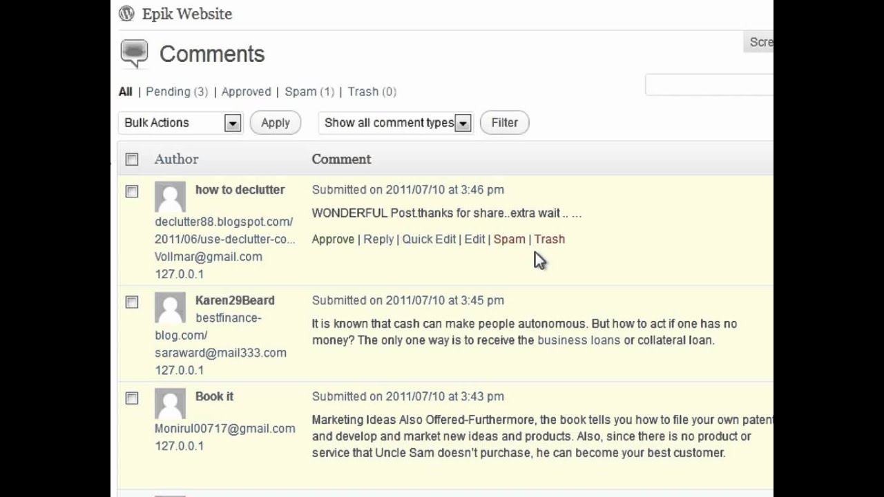 Managing Comments in WordPress