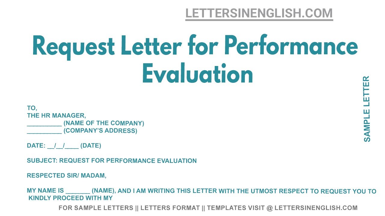 Request Letter For Performance Evaluation -  Letter Requesting for Performance Evaluation