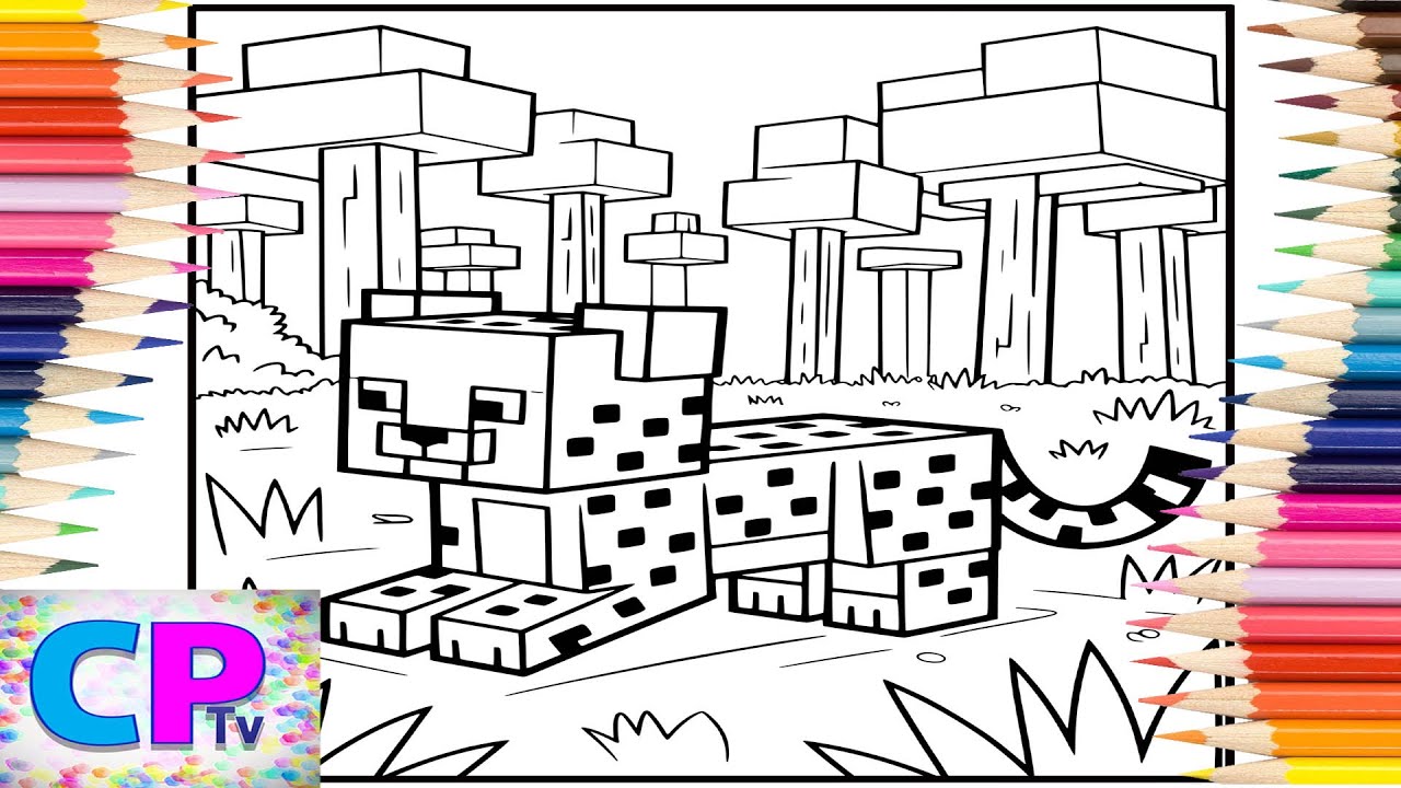 Minecraft Ocelot Jungle Hunt/PC Games/Drawing of Minecraft/Coloring Activity/Art Drawing