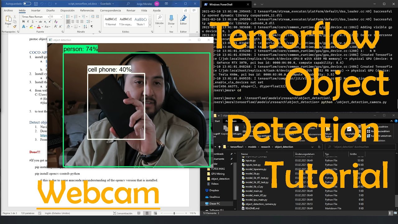 Tensorflow Real Time Object Detection using Windows 10 Nvidia GPU COCO API Deep Neural Networks FULL
