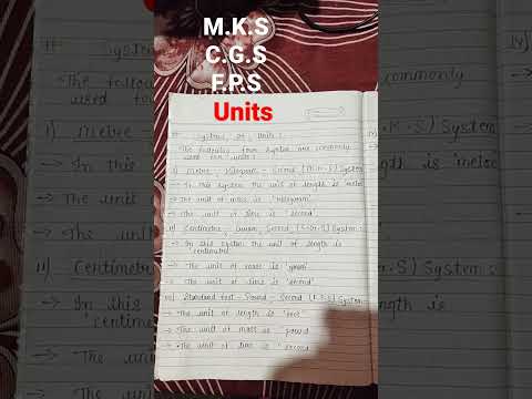 M.K.S,C.G.S,F.P.S system for units 📚