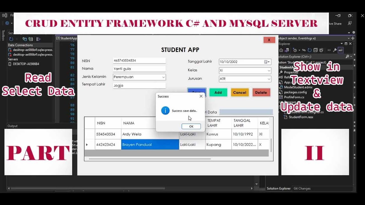 C# - Entity Framework - Insert Update Delete and Search in C# and MYSQL Server (PART 1)