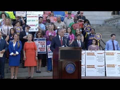Sen. Menendez joins rally against GOP health care bill