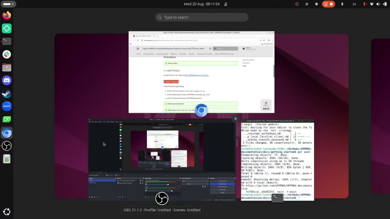 Log in to Pelle's remote desktop environment using a local ThinLinc client