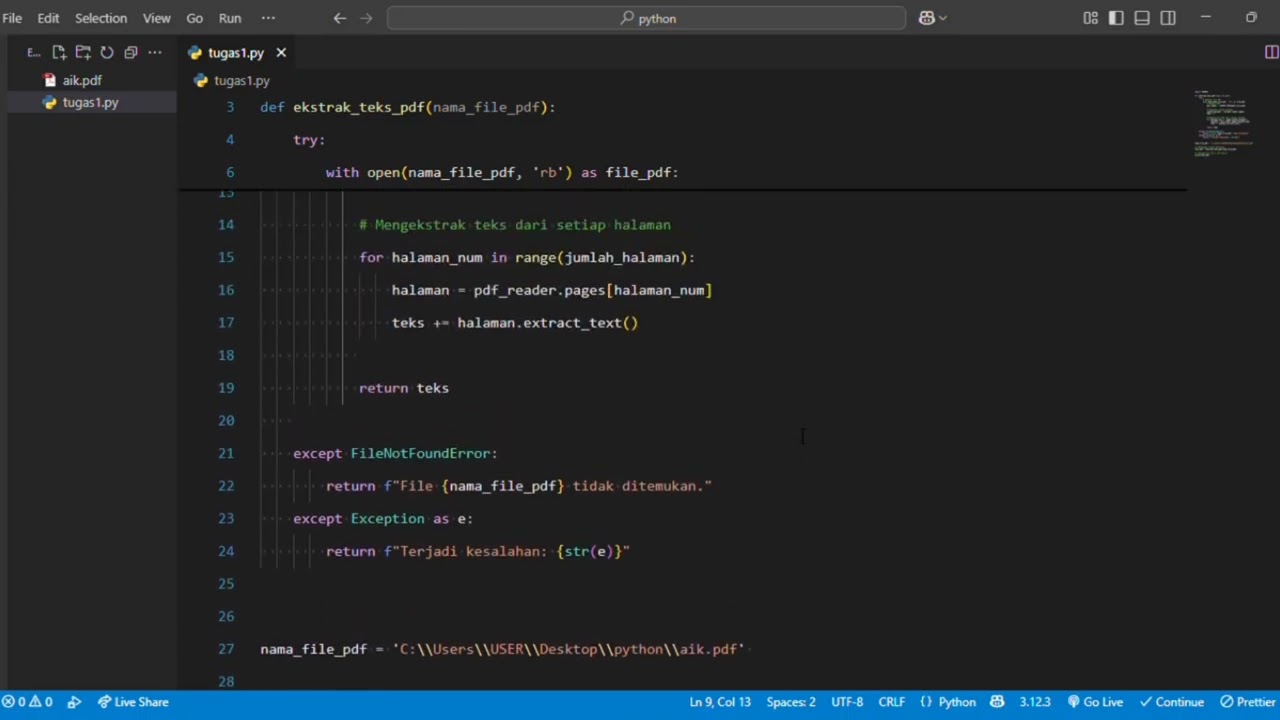 Mengekstrak file pdf Dengan python