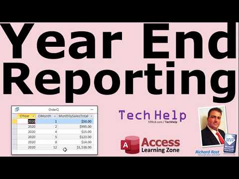 Year End Sales Report in Microsoft Access. 2020 Year End Reporting. Aggregate Query w Monthly Totals