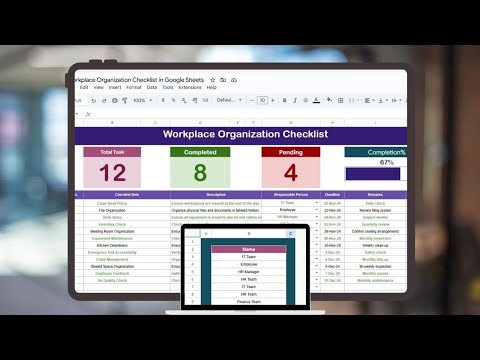 Workplace Organization Checklist in Google Sheets