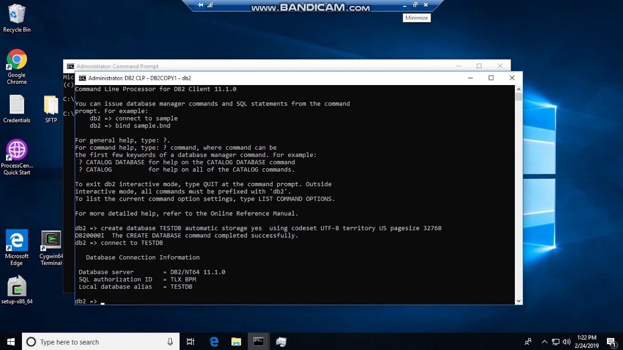 Create DB2 Database and Schema