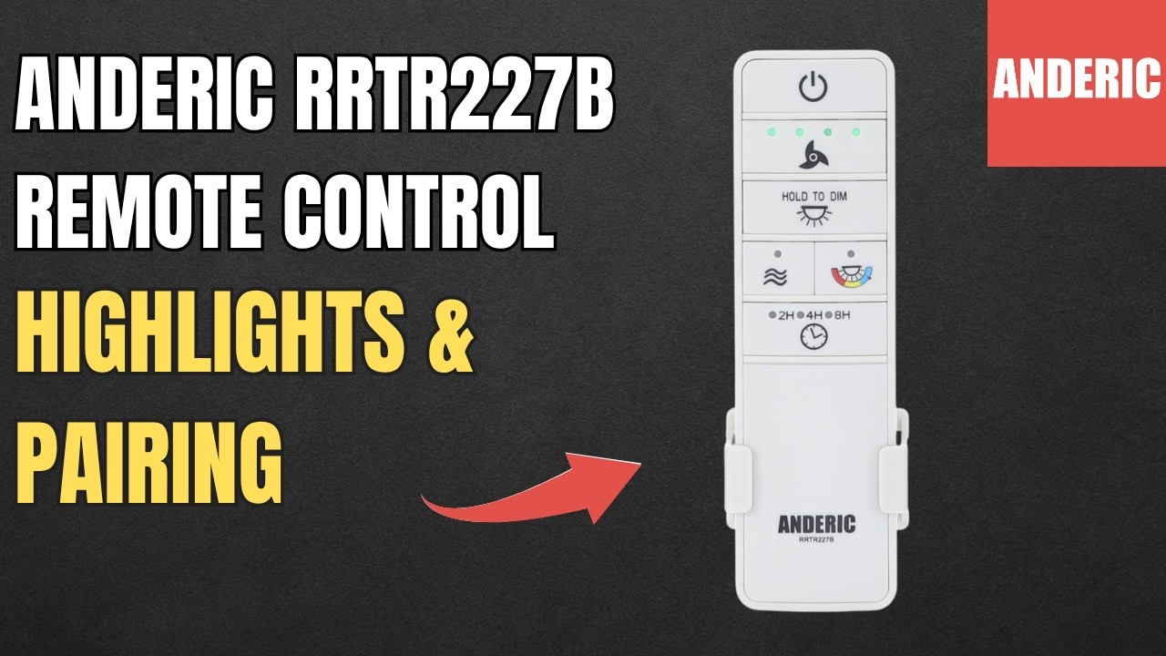 Anderic RRTR227B Ceiling Fan Remote Control for Hampton Bay Hubspace - Highlights & Pairing