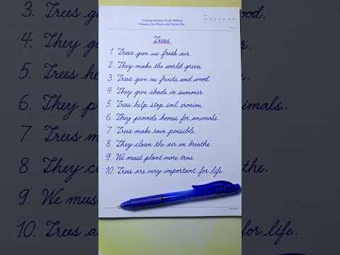 Cursive Writing Practice | 10 Lines on Trees | Cursive Handwriting Practice | Cursive Writing