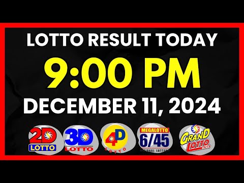 Lotto Result Today 9PM Draw December 11, 2024 | 2D, 3D Swertres, 4D, 6/45, 6/55, PCSO#lottoresult