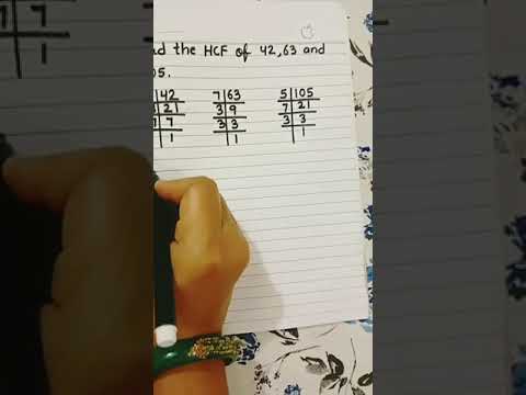 HCF of 42, 63 and 105 by prime factorisation method
