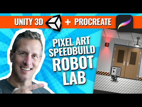 Unity Procreate Speedbuild - Pixel Art Robot Lab Game Scene