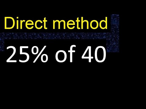25% of 40 , percentage of a number . 25 percent of 40 . procedure