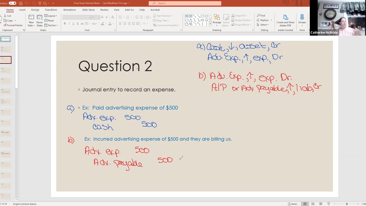 ACC201   Final Exam Review Part 1 December 2020
