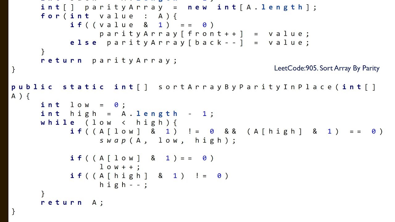 Leetcode : 905. Sort Array By Parity || Java