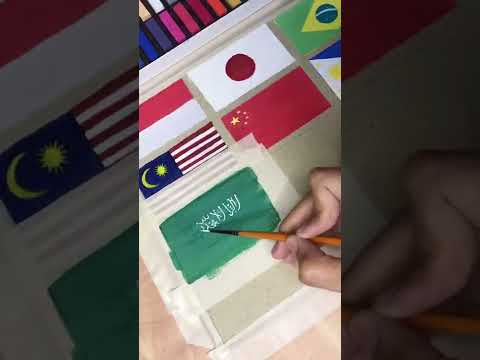Draw Saudi Arabia 🇸🇦 flag 9/195 #arabs #saudiarabia #flag #shorts