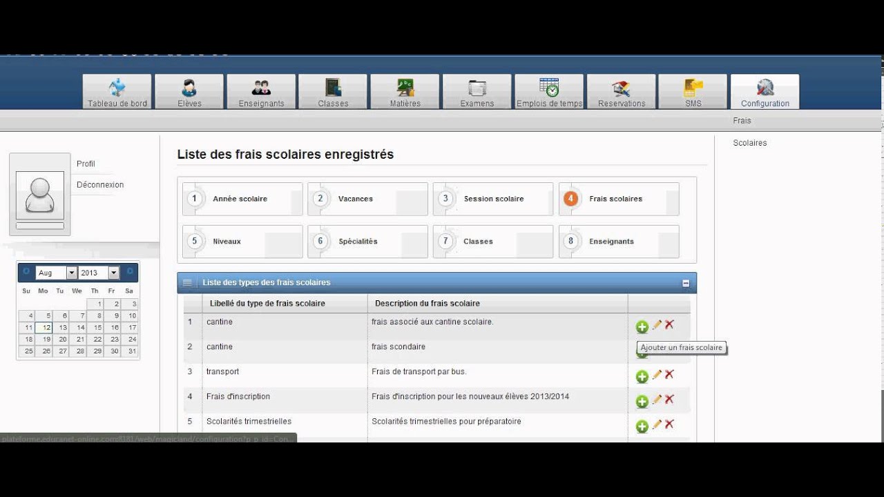 Aide à l'utilisation de la plateforme educanet: Configurations Initiales