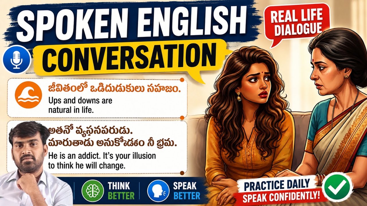 Real Life English Conversations for Daily Practice | Telugu to English Translation 👍