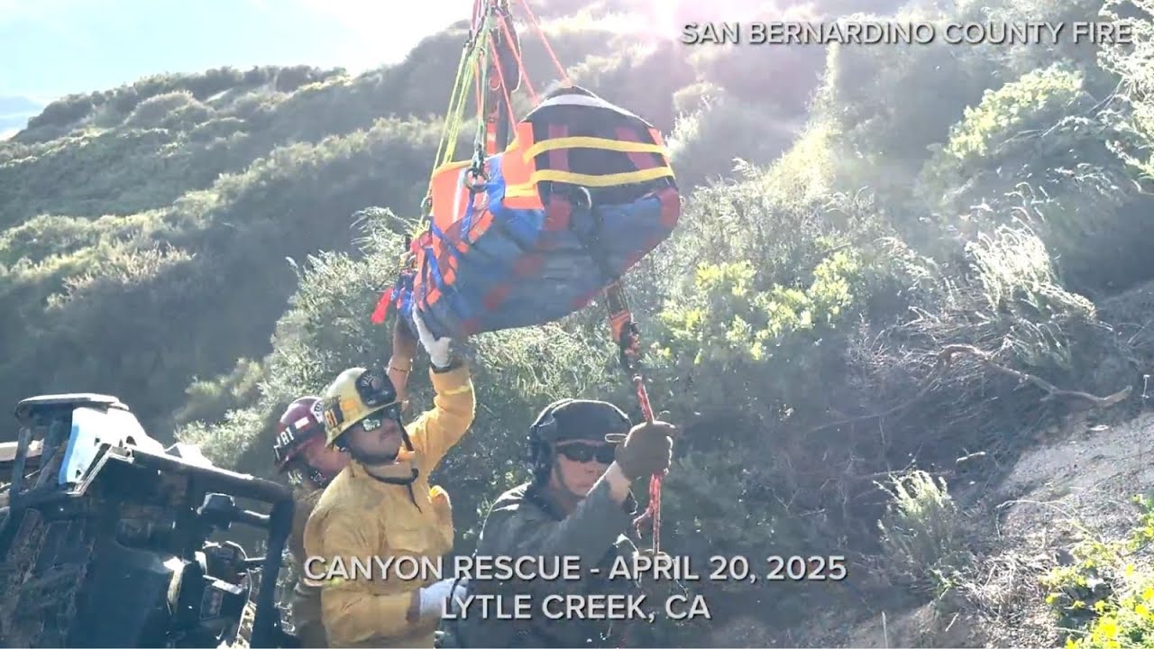 Video shows man airlifted from car crash in SoCal canyon