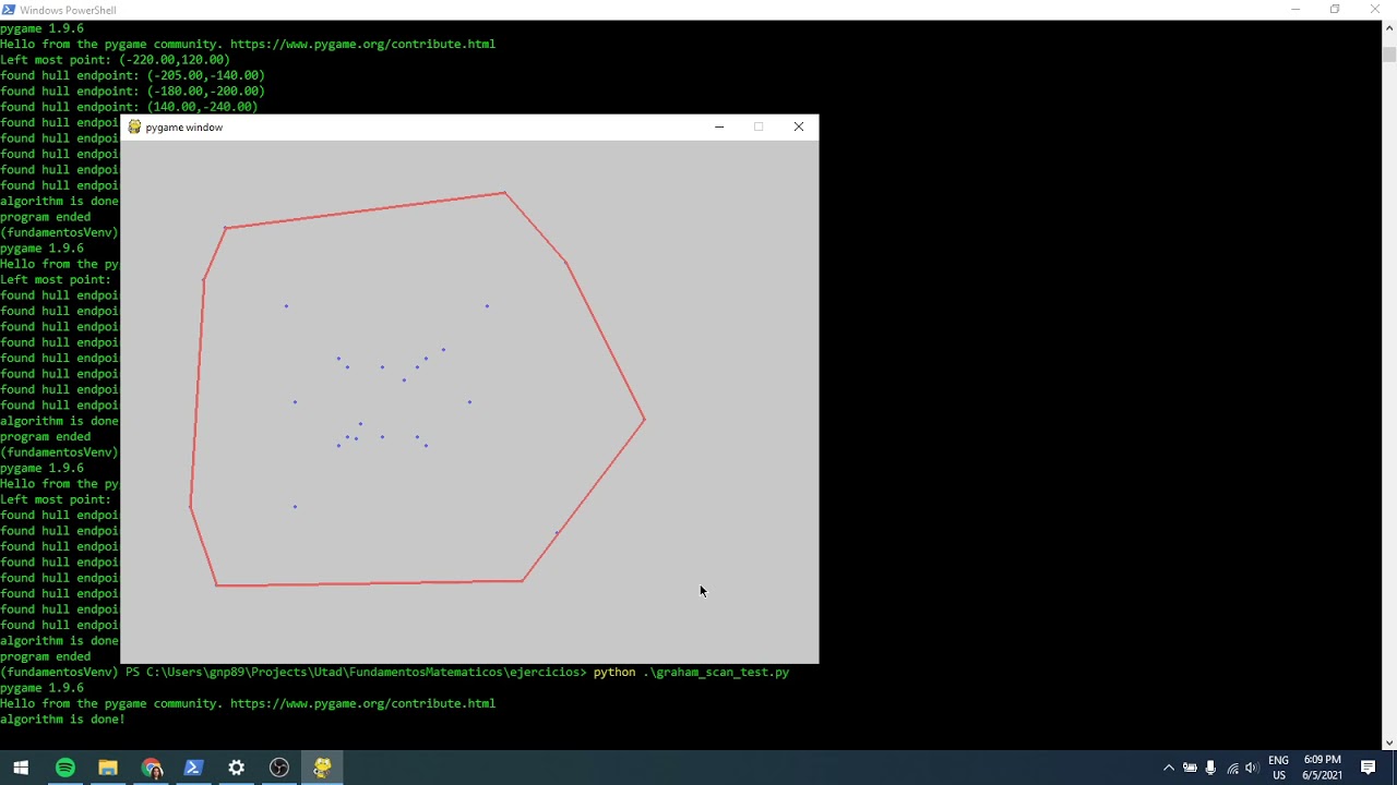 Convex hull 2D algorithm visualizations