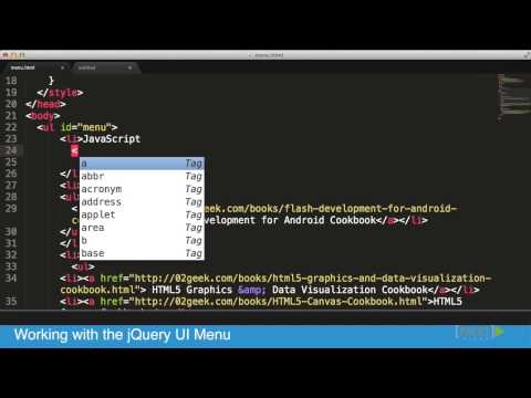 Learn jQuery UI Development Tutorial jQuery UI Menu | packtpub com - Mind Luster
